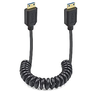 Dutttek 8K Mini HDMI to Mini HDMI Coiled Cable, 48Gbps Mini HDMI 2.1 Cable, Extreme Slim/Thin Mini hdmi Male to Male Coiled Cable, for TV Box or Disk Player 1.2M