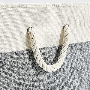 Onlycube Foldable Fabric Storage Bins 13x13x13 inch for Cube Organizer with Cotton Rope Handles, Collapsible Basket Box Organizer for Shelves and Closet, Beige/Grey, 4Pack