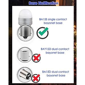 Noobibaba 1156 LED Bulb 1141 LED Bulb P21W BA15S LED Bulb 1383 LED Light Bulb for Landscape Light Bulbs 2W 12V 24V Warm White 2700K 6-Count