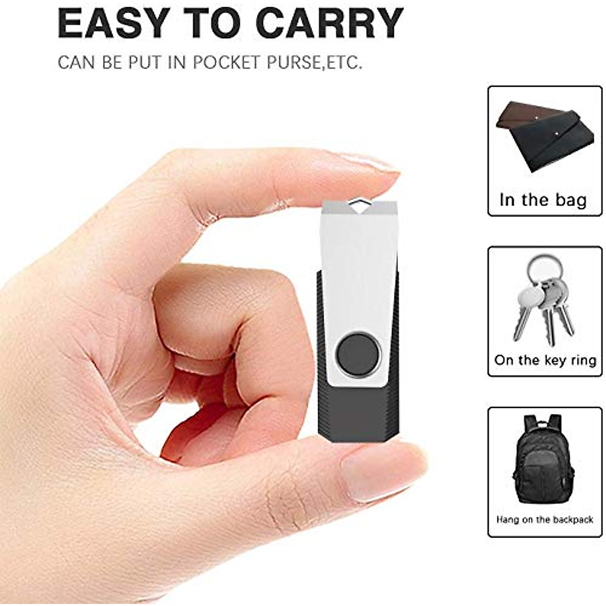 Flash Drives 10 Pack 16GB USB Drive Bulk USB 3.0 Thumb Drives 16GB Memory Stick with LED Indicator Keychain Hole (Black 10-Pack)