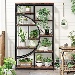 Tribesigns Bookshelf Industrial 5 Tier Etagere Bookcase, Freestanding Tall Bookshelves Display Shelf Storage Organizer with 9-Open Storage Shelf for Living Room, Bedroom