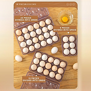 CENGNIAN Clear Egg Cartons, Egg Cartons Bulk Plastic Egg Holders for Home Ranch Chicken Farm Market Display 6/15/24-cavity (S)