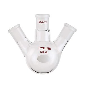 ADAMAS-BETA 50ml 3 Neck Round Bottom Flask Borosilicate Glass Science Chemistry Flask,14/20 Outer Joints