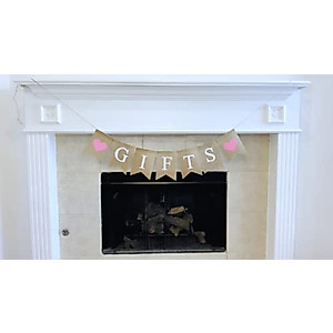 Shimmer Anna Shine Gifts Burlap Banner for Birthday Party Baby Shower Bridal Shower Baptism and Wedding Decorations with Pink Hearts