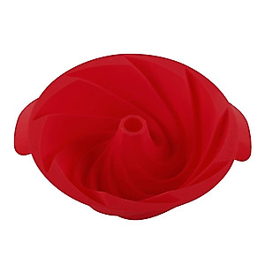 SHEbaking Silicone Fluted Pan,Jello Mold Gelatin Mold, Non-stick Baking Mold with Sturdy Handle Perfect for Cake, Jello, Mousse,Bread 9 inch