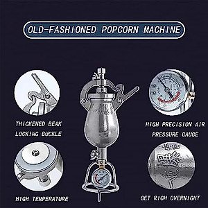 ZZYYZZ Hand Popcorn Machine, Open Fire Heating Popcorn Maker, Stainless Steel Popcorn Popper, Popcorn Pressure Cooker, for Family Party Fun