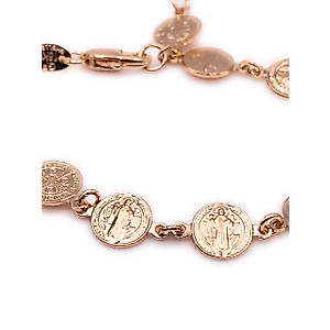 Art & Designs by AA Blessing Religious Bracelet Saint Benedict Gold Metal Charms Protection Jewelry