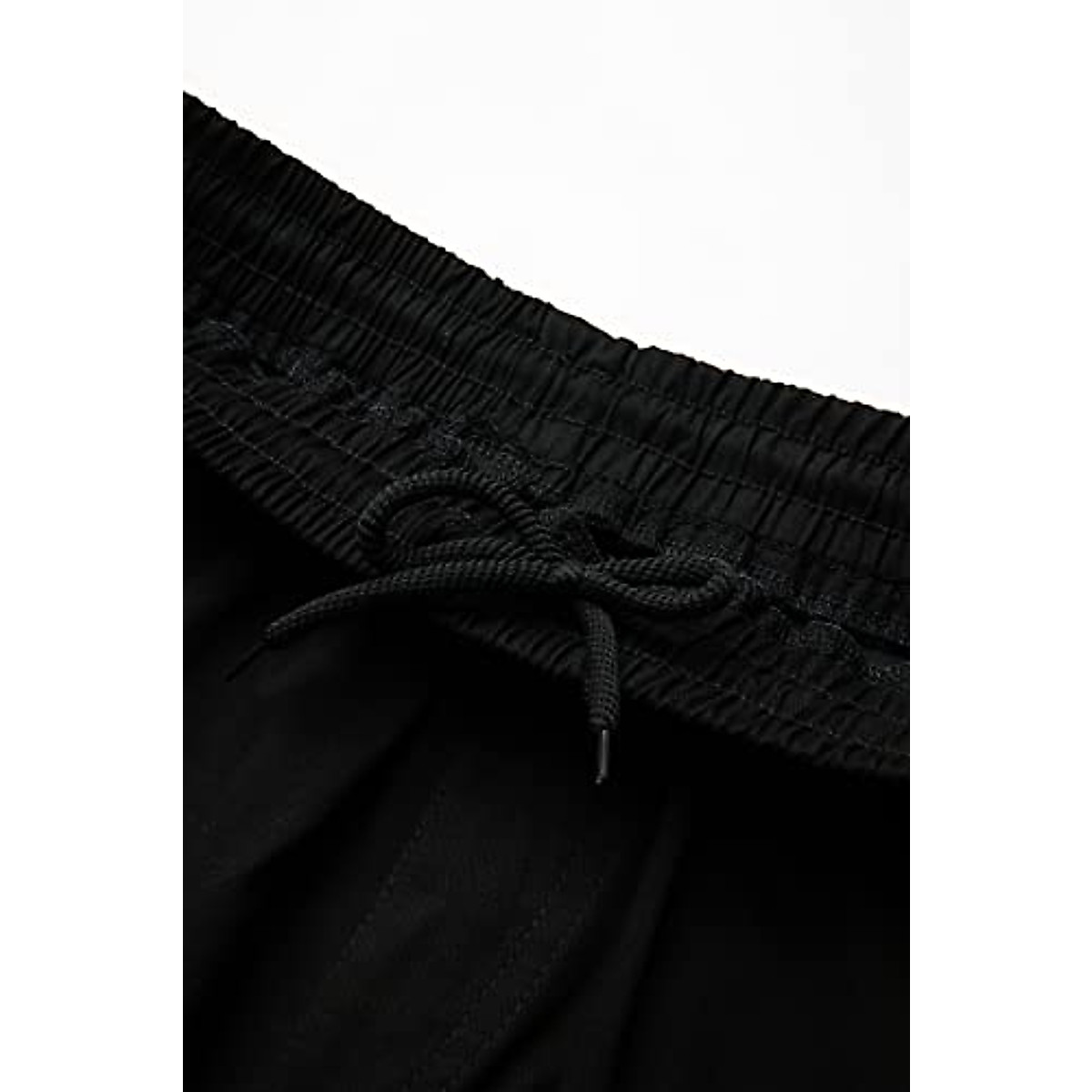 THWEI Mens Casual Cargo Pants Cotton Jogger Sweatpants Elastic Waist Trousers Black S