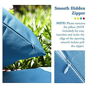 Lewondr Waterproof Outdoor Throw Pillow Cover, 2 Pack Solid PU Coating Throw Pillow Case UV Protection Garden Cushion Cover for Patio Sofa Couch Balcony 18"x18"(45x45cm) - Light Blue