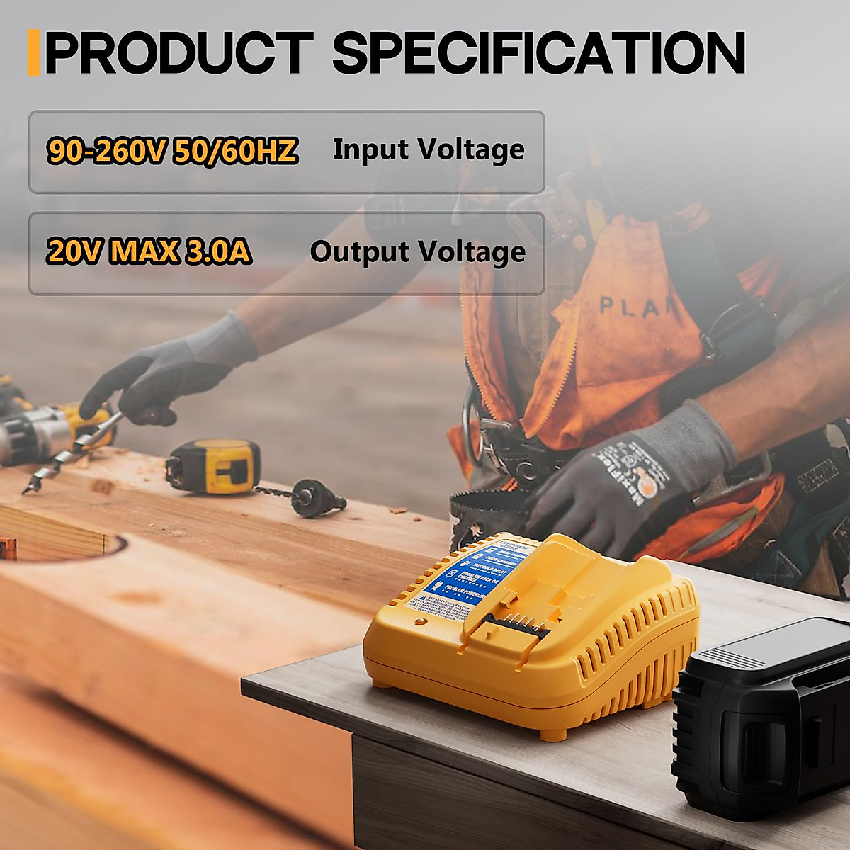 LILEIPOWER Replacement Battery Charger for Dewalt 20V Max Battery Charger DCB101 DCB105 DCB115 DCB107, Compatible with Dewalt 12V/20V MAX Lithium Ion Battery (Yellow, 【1-Port】 Charger)