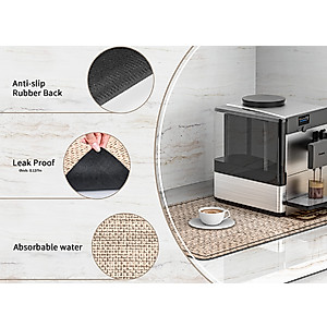 Herda Coffee Machine Mat, 22 * 14in Large Absorbent Coffee Bar Mat Quick Drying | No-Slip | Spill-Proof Coffee Bar Accessories for Espresso Machine Coffee Maker Coffee Pots on Kitchen Countertop