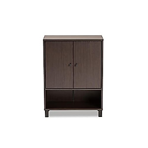 Baxton Studio Dark Brown Shoe Cabinet ATSC1613-Modi Wenge-Shoe Cabinet