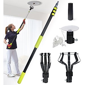 Lupar Light Bulb Changer Pole Kit 3 FT to 12 FT Telescoping Extension Pole with 2 Baskets and Suction Cup for High Ceilings and Recessed Lights Lightbulb Removal Changing