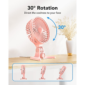 AaoLin USB Desk Fan, Small Fans with CVT Variable Speeds, Strong Cooling Airflow, Quiet Portable, Desktop Mini Personal Table Fan for Room, Home,Office, Bedroom, Pink