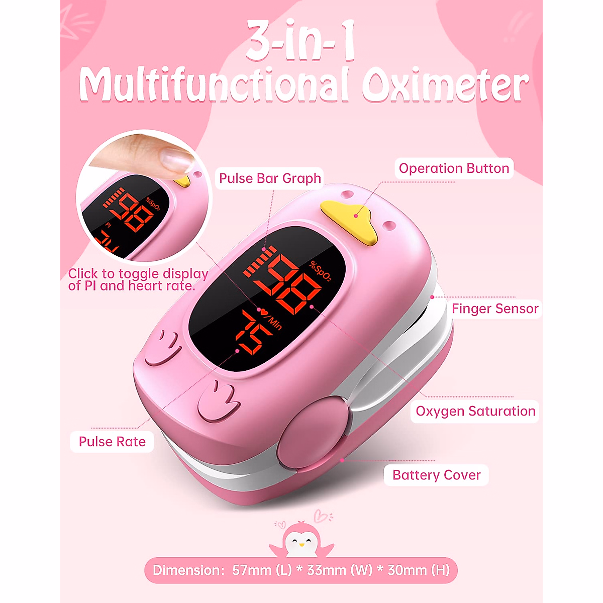 baby pulse oximeter for kids-pulse oximeter fingertip bluetooth baby oxygen monitor infant spo2 pulse monitor,Compatible with iOS Android,suitable for children infant kids baby