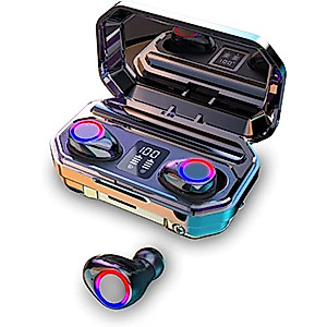 SMLLDFC Digital Display Touch-Control Wireless Bluetooth Earbuds in Ear Light-Weight with Microphone Sports Waterproof Long Battery Life Headphones with Charging Case for Outdoor Office