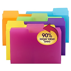 Smead SuperTab File Folder, Oversized 1/3-Cut tab, Letter Size, Poly, 18 per Pack (10515)