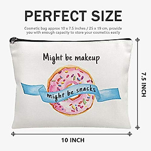 Funny Makeup Cosmetic Bag For Women - Might Be Makeup Might Be Snacks - Cute Multifunction Pouch Travel Bag Cotton Canvas For Girls Friend Mom Sister Teens Birthday Christmas Gifts …