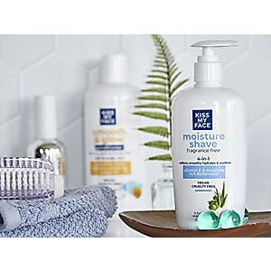 Kiss My Face Fragrance Free Moisture Shave, 4 In 1 Shaving Cream, Cruelty Free And Vegan, With Added Olive Oil And Aloe Leaf Extract, Vitamin E Rich, 11 fl Oz Pump Bottle