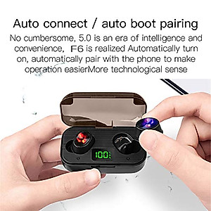 Headset Earphone Stereo Twins in-Ear Wireless Mini Sports Headphone Bluetooth 5 Bluetooth Headset (Black, One Size)