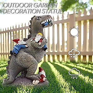BBdis Garden Gnomes Statue Decoration,5.8 Inch Dinosaur Catch Gnomes Figurines,Indoor Outdoor Décor Garden Art for Patio,Lawn,Yard,Funny Garden Gift