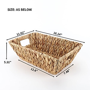 JLKIMZVO Water Hyacinth Baskets With Handles for Organizing Shelves Natural Wicker Baskets for Organization, Hand-Woven Storage Baskets