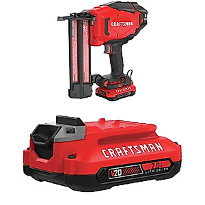 CRAFTSMAN V20 Cordless Finish Nailer Kit, 18GA with EXTRA Lithium Ion Battery, 2.0-Amp Hour (CMCN618C1 & CMCB202)