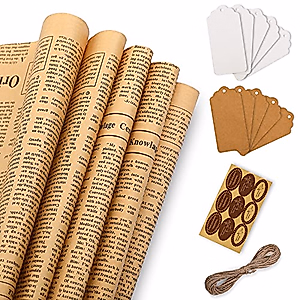 Tenare 18 Pack Newspaper Wrapping Paper Set Christmas Gift Wrapping Paper Sheets Old Newsprint Wrapping Paper with Vintage Designs for Birthday Present Wrapping Pack, Cover, 27.75 x 19.75 Inch()