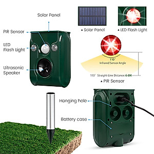 2024 Upgraded Solar Animal Repeller, Ultrasonic pest Repeller, Cat Repellent Outdoor, Squirrel Repellent, Deer Repellent,Waterproof,Siren and Flash Animal Repellent,Dog, Raccoon, Skunk, Rabbit, Rodent