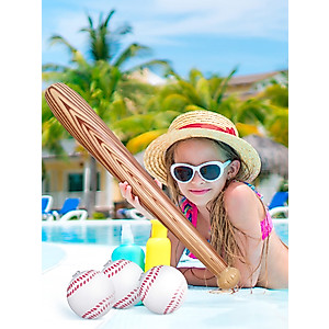 Kacctyen 4 Pieces Inflatable Baseball Set, includes Baseball Bat and 3 Baseball Plastic Bat Inflatable Baseball Bat for Kids and Adults Outdoor Yard Backyard Garden Playing (Baseball)