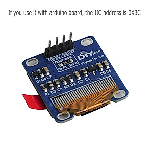 DIYmall 0.96 Inch Blue Yellow OLED Display Module I2C Serial 128x64 SSD1306 IIC Screen Board for Arduino Raspberry Pi 51 Msp420 STIM32 SCR Micro:bit (Pack of 2pcs)