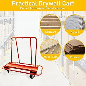 Yeeoy Drywall Sheet Cart, 3000 LBS Heavy Duty Drywall Sheet Cart, Panel Dolly Cart with 4 Swivel Wheels, Lumber Cart Handling Wall Panel Sheetrock Lumber for Garage Home Warehouse