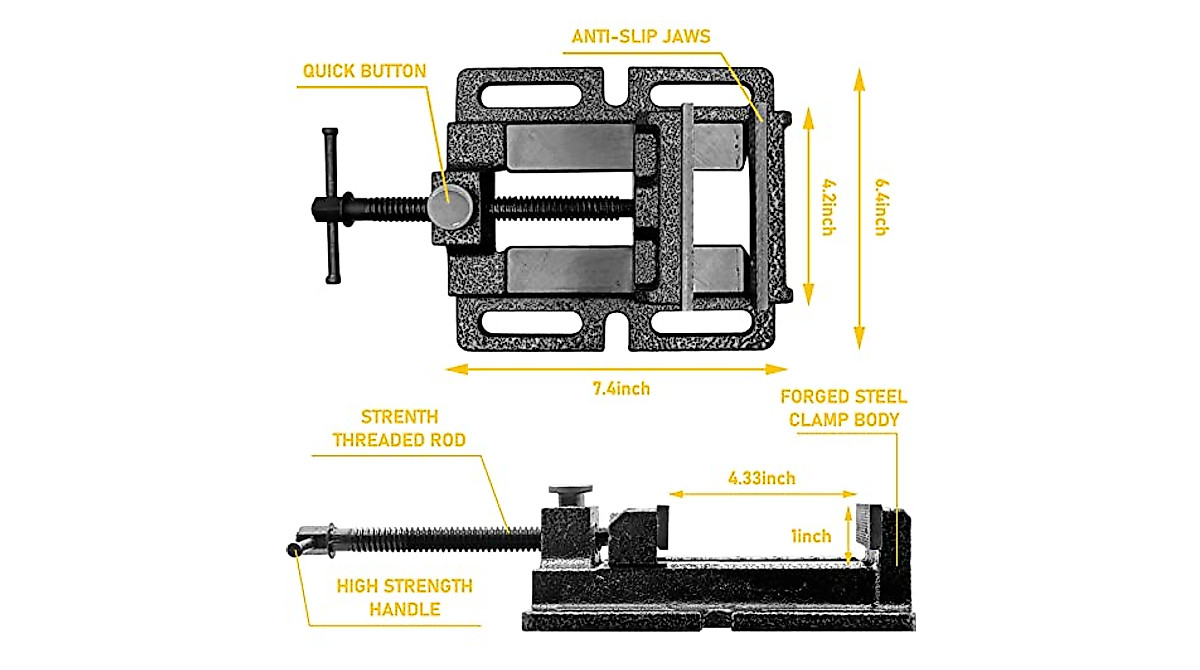 Heavy Duty Quick Release 4" Bench Vise for Milling