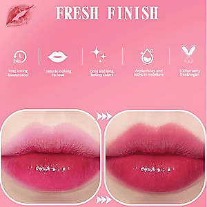 SURORAIN Lip Stain Tint Set,Mini Liquid Lipstick,Sheer Multi Stick Hydrating Formula Moisturizing Cheeks and Eyes, All Day Wear, Shimmery, Blends Perfectly onto Skin 8ml/0.25oz (#01#02)