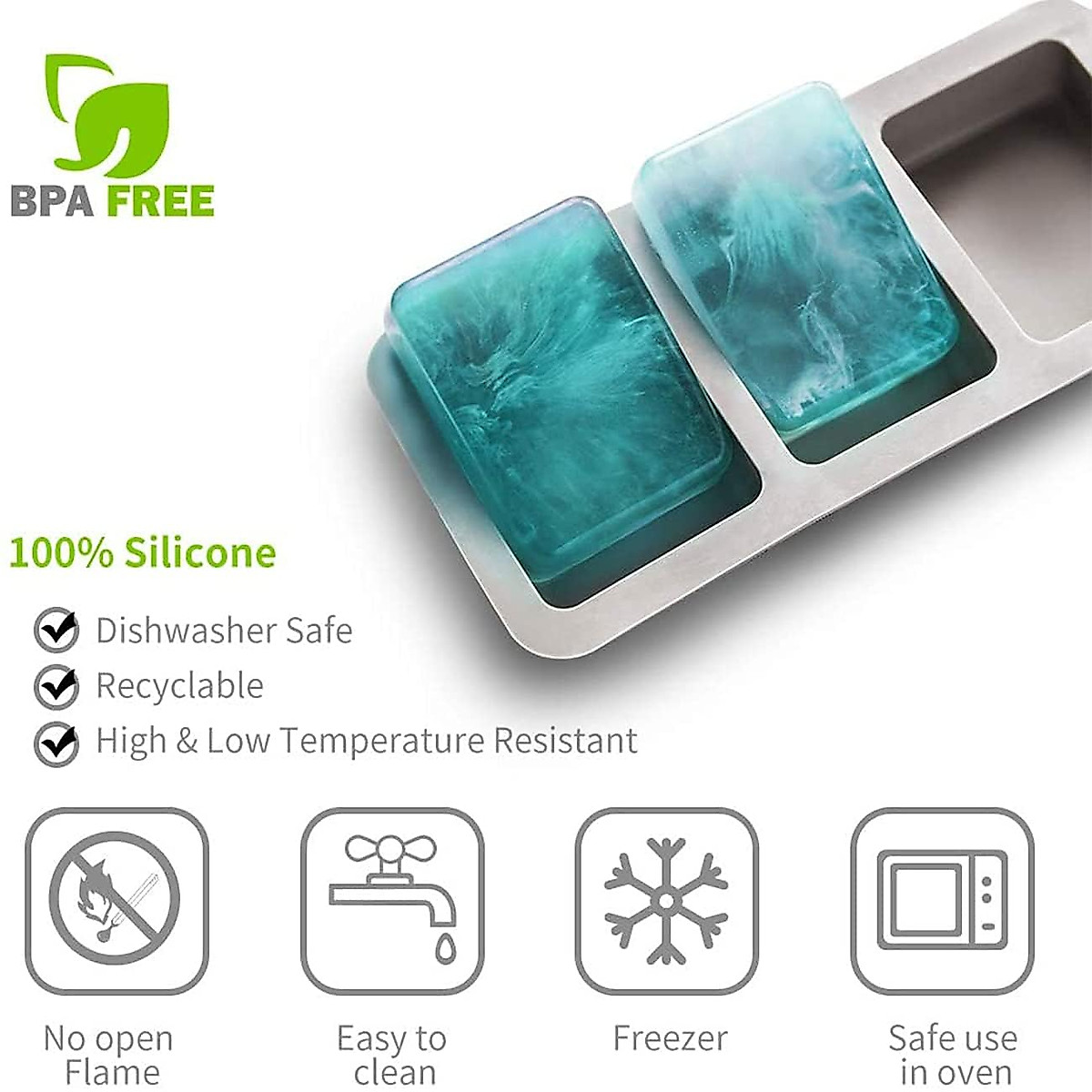 SJ Soap Making Molds Kit, Non-Stick Silicone Molds 3pcs Round Rectangle Oval Soap Mold