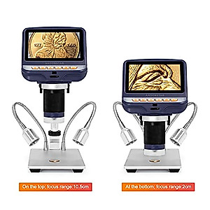 Andonstar AD106S USB Digital Microscope with 4.3 inch LCD Screen, 200X for Circuit Board Soldering, Coin Microscope Camera with 8 Adjustable LED Lights, Metal Stand, Windows Compatible