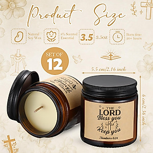 BBTO 12 Pcs Christian Scented Candles Bulk 3.5 oz Inspirational Christmas Gifts Bible Verse Candle for Women Coworkers Birthday Wedding Sunday School Church Appreciation Gifts(Brown)