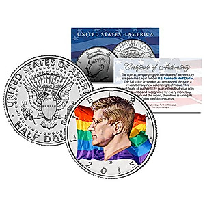 RAINBOW FLAG Colorized 2015 JFK Half Dollar US Coin GAY PRIDE Lesbian LGBT Love