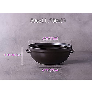 GREATUS Korean Dojagi R Pot/Premium Korean Stone Pot with lid Stone Bowl Ttukbaegi Dolsot (Large)