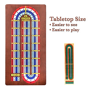 Tabletop Cribbage - Giant Spill-Resistant Neoprene Track Game Board (22" x 40") with 9 Pawns, Deck of Cards, & Travel Carry Bag - Classic Family Board Game Night & Bar Games - 2-4 Players, 30+ mins