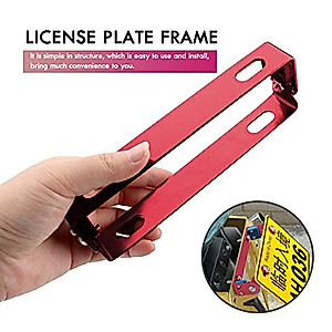 Garneck Car Mount Car Bling Accessories 2pcs License Plate Holder Adjustable Alloy Motorcycle License Holder Rear License Holder for Motorcycle Motorbike Red Car Stands Car Accesories