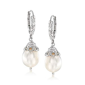 Ross-Simons 10-11mm Cultured Pearl Drop Earrings in Sterling Silver