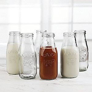 Circleware Country Milk Bottles Set of 6 Drinking Glasses Home and Kitchen Dairy Cow Glassware for Water, Juice, Beer, Bar Liquor Dining Beverage Gifts, Farmhouse Decor, 6 Count (Pack of 1), Clear