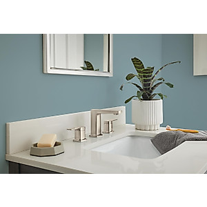 Peerless Ezra Widespread Bathroom Faucet 3 Hole, Brushed Nickel Bathroom Faucet, Bathroom Sink Faucet, 2 Handle Bathroom Faucet, Bath Faucet, Push-Pop, Drain Assembly, Brushed Nickel P3571LF-BN