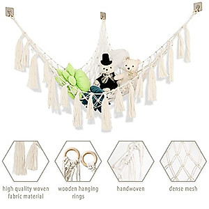 YELIENM Stuffed Animals Net or Hammock with LED Light, 59 inch Toy Hammock Net for Stuffed Animals Corner Hanging Stuffed Animal Storage Stuffed Animal Holder for Nursery Kids Bedroom (White)…