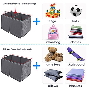 Friday Monkey Sturdy Large Toy Box Chest with Lids & Handles, Foldable Toys Storage Organizer Bin Basket for Boys, Girls, Kids, Playroom, Nursery, Utility Room, 25x13x16 inch, Light Grey, ZMGCWJX
