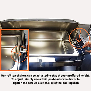 Tiger Chef Chafing Dish Buffet Set - 6 Quart Food Warmer Stainless Steel - Round Roll Top Chafer - Chafing Dish Set with Serving Tong and 2 Chafing Dish Fuel Gels