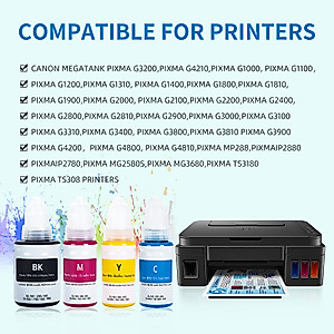 Compatible Canon GI290 GI-290 Refill Ink Bottle Kit for Canon PIXMA G4210 G4200 G2200 G1200 G2100 G2400 G2800 G3200 G3600 G3800 G4100 G4600 megatank Printer.Black Magenta Cyan Yellow Ink Bottles.