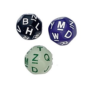 Impact! Miniatures D21 Consonant Die - B Through Z - Unusual Dice - Multi-Colored Set of 3 dice