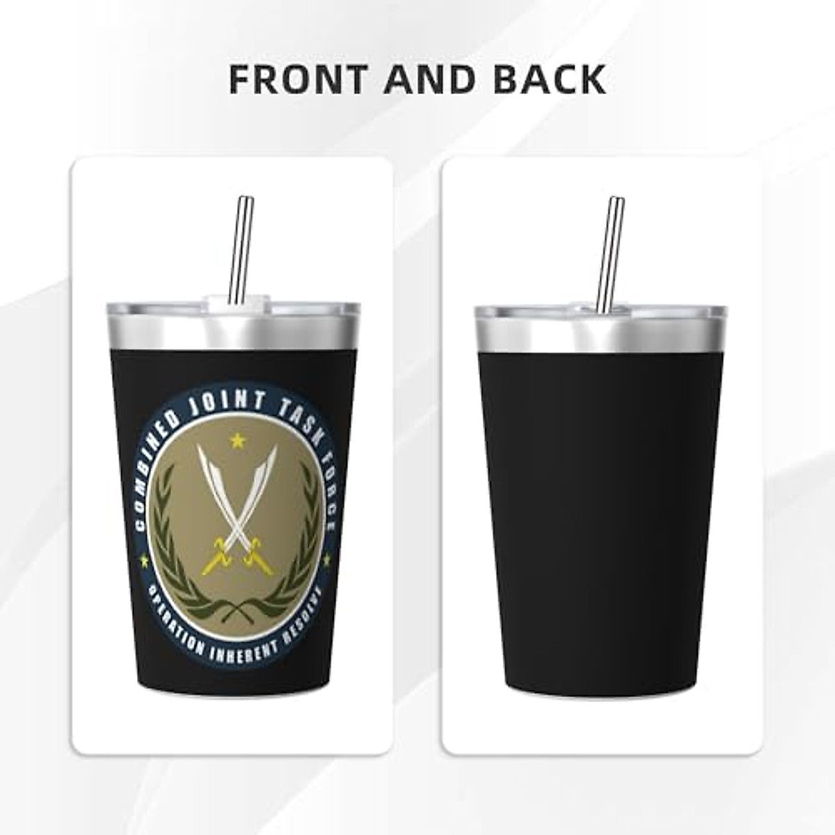 Joint Task Force Operation Inherent Resolve Insulated Stainless Steel Tumbler 12 Oz Thermos Come With Straw Leak-Proof Travel Mug Cup